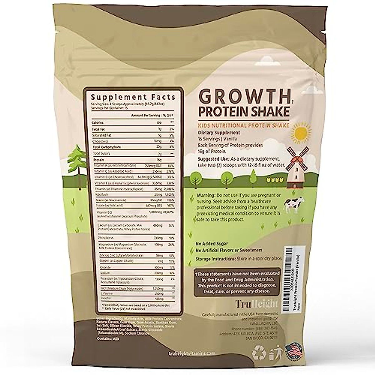 TruHeight Growth Protein Shake Ages 5+ (Vanilla) - Clinically Proven Nutrients, Vitamins, & Minerals for Kids, Teens & Young Adults - Immune Support, Non-GMO, Gluten-Free, Powder Shakes & Snacks