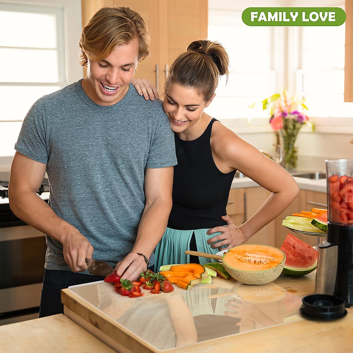 Acrylic Large Cutting Board 24" x 18" With Lip, Oleksand Chopping Board For Kitchen,Clear Non Slip Countertop Board Includes Anti-slip Strips. (1, 24x18)