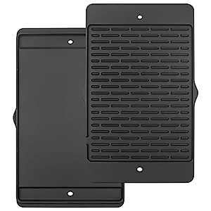 MOASKER 7566 Double Reversible Grill Griddle for Weber Genesis 300 Series(Model Years 2007-2016), E-310 E-320 E-330 S-310 S-320 EP-310 EP-320 CEP-310 CEP-320, Cast Iron Cooking Grate Replacement Parts