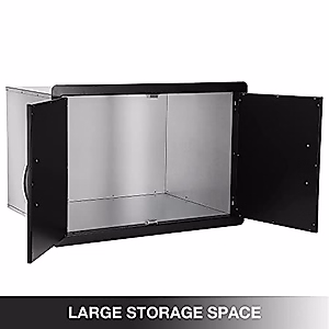 Stanbroil Double Door Dry Storage Pantry - 30-Inch Access Door Black Steel Cabinet Storage for Outdoor Kitchen, BBQ Island, Patio Grill Station