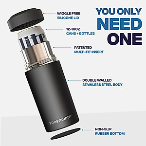 Frost Buddy Universal 2.0 5 Sizes in 1 Insulated Can Cooler - Stainless Steel Can Cooler for 12 oz & 16 oz Regular or Slim Cans & Bottles - Stainless Steel (Cotton Candy)