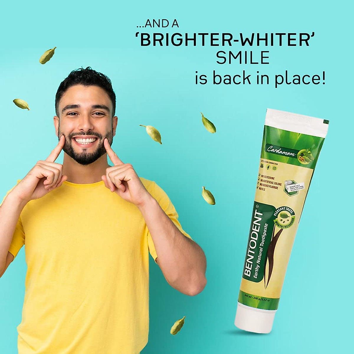 Bentodent Natural Toothpaste for Entire Family Incl Kids - (Cardamom)