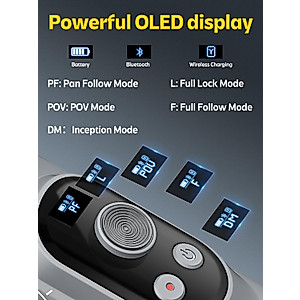 Professional Gimbal Stabilizer for Smartphone w/Wireless Charging OLED Display LED Light Focus Wheel, 3-Axis Phone Gimbal Stabilizer for iPhone 15 14 13 12 Pro/Max/Xs Galaxy S23-AOCHUAN Smart X Pro