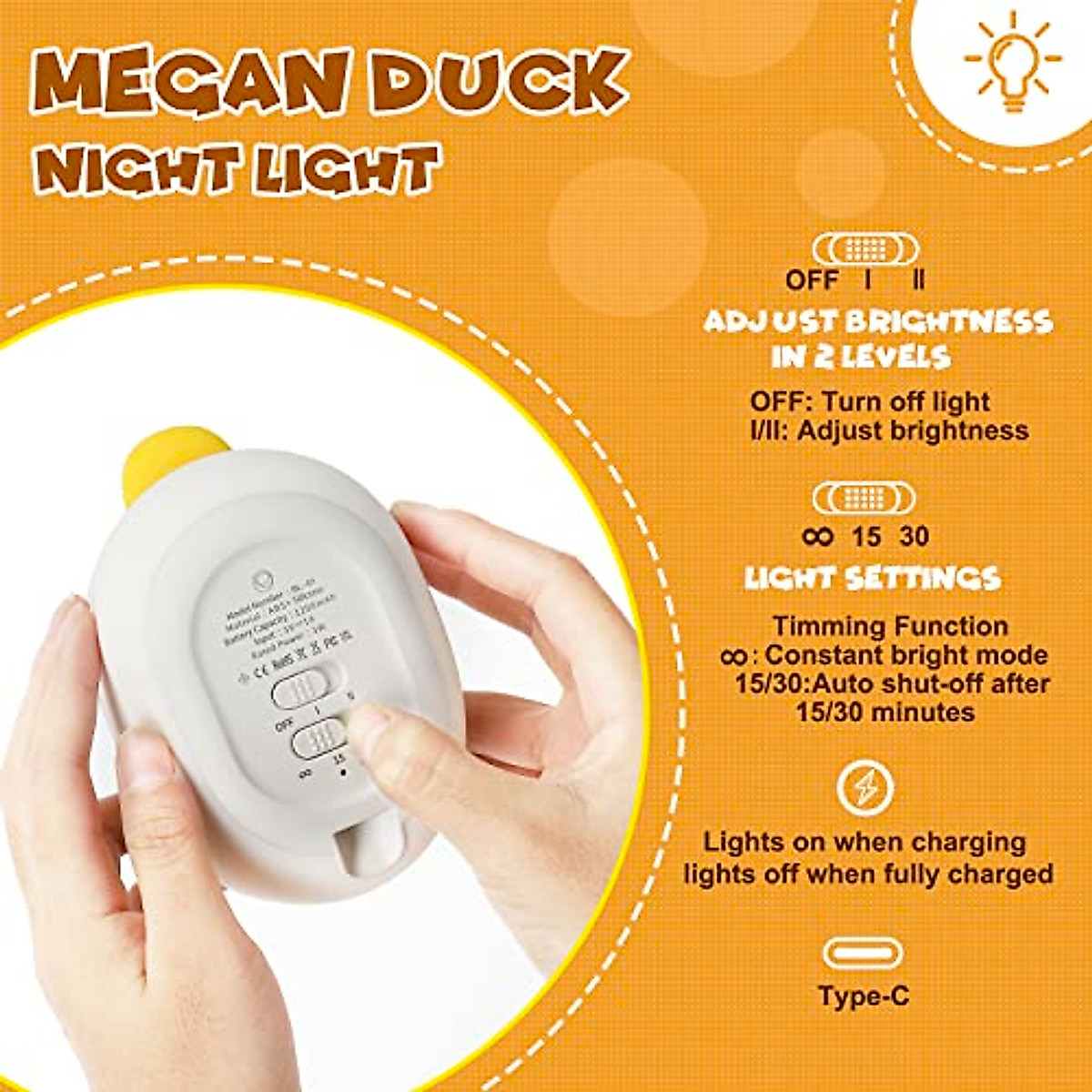 booborny Kids Night Lights for Bedroom Cute Lamp LED Duck Kawaii Lamp Silicone Nursery Night Light for Baby and Toddler Animal Night Lights for Girls and Boys