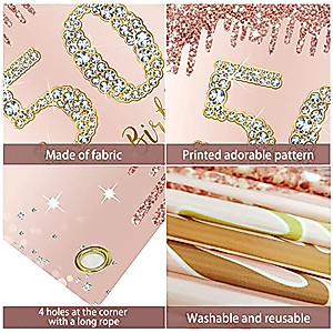 Happy 50th Birthday Banner Backdrop Decorations for Women, Rose Gold 50 Birthday Party Sign Supplies, Pink Fifty Birthday Poster Background Photo Booth Props Décor