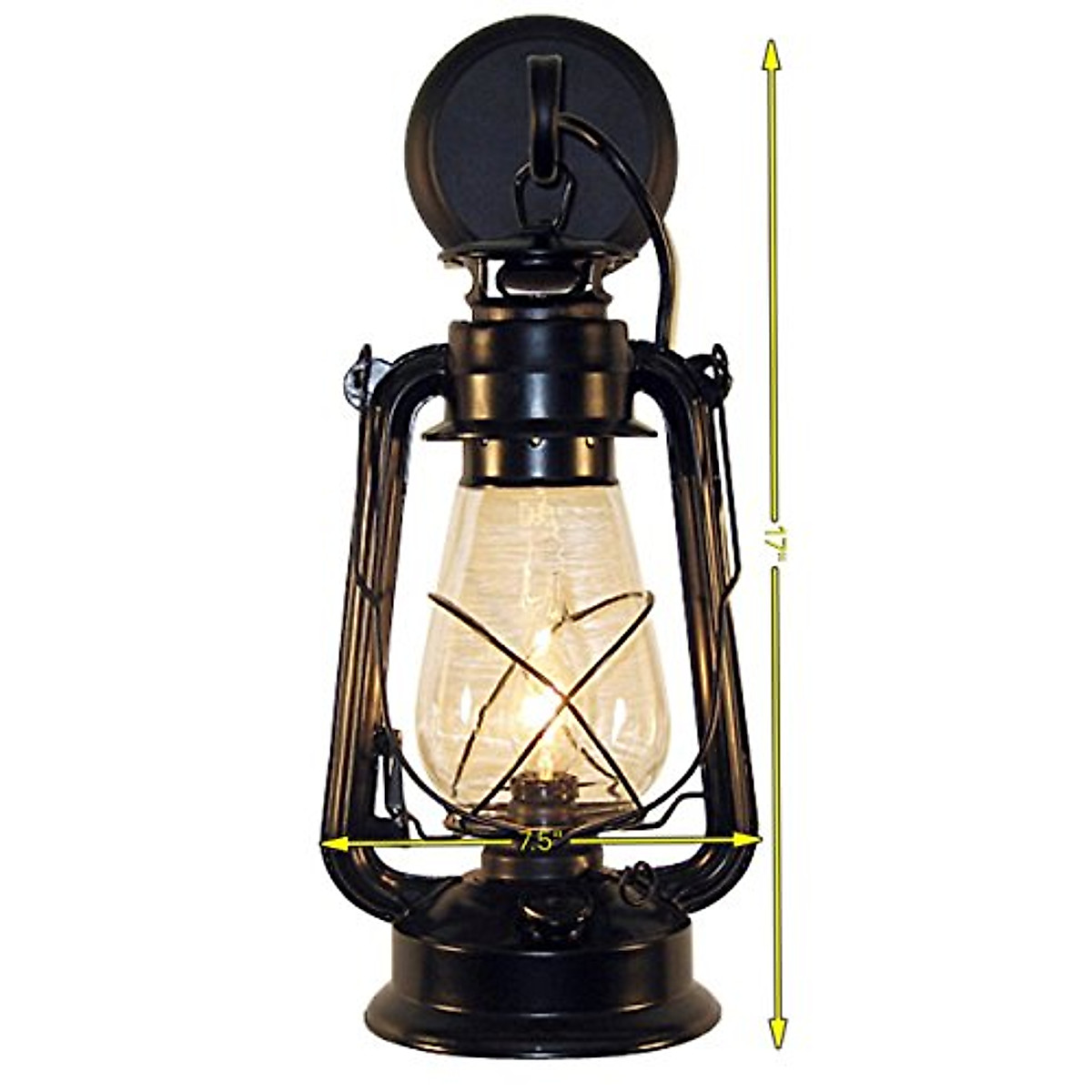 Rustic Lantern Wall Mounted Set - Large Black