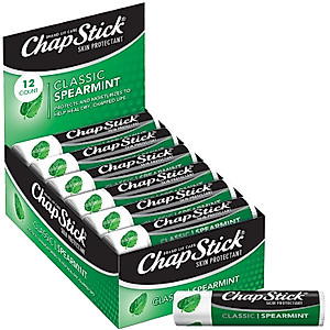ChapStick Classic Spearmint Lip Balm Tubes, Spearmint ChapStick for Lip Care - 0.15 Oz (Pack of 12)
