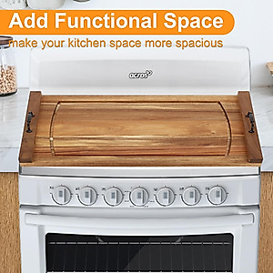 Nisorpa Noodle Board for Gas Stovetop Multifunctional Cover and Tray Noodle Board Stove Cover, Gas Burners Stove Cover Board With Handles,Wood Electric Cooktop Cover Stove Top Protector 30"L x 22"W