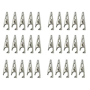 bnafes 27mm/1.06" Alligator Clips Test Crocodile Clamps Silver Tone - (30 Pcs)