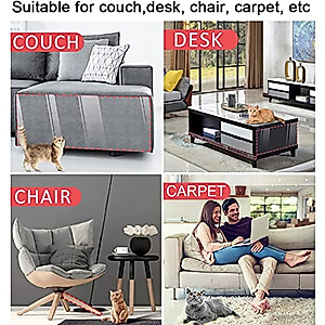Cat Scratch Deterrent Tape - 12 x 17 Inches 8 PCS - Furniture Protector from Pet Scratch, Clear Double Side Anti-Scratch Cats Training Tape Sheets - Couch, Door, Walls, Carpet Protector – Residue Free