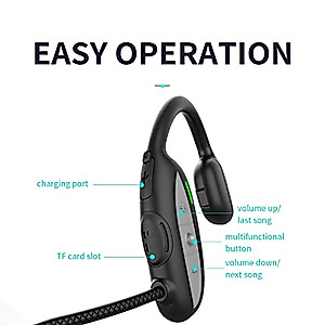 Wireless Air Conduction Headphones, Painless Ultra-Lightweight Bluetooth 5.0 Sport Earphones, Built-in Mic Open-Ear Headsets IPX4 Waterproof for Running, Hiking AS6 (Black)