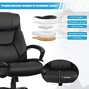 Giantex 500 lbs Big and Tall Office Chair, Massage Executive Chair w/ 6 Vibrating Points, Wide Seat Large Leather High Back Computer Task Desk Chair, Comfortable Headrest, Padded Armrest