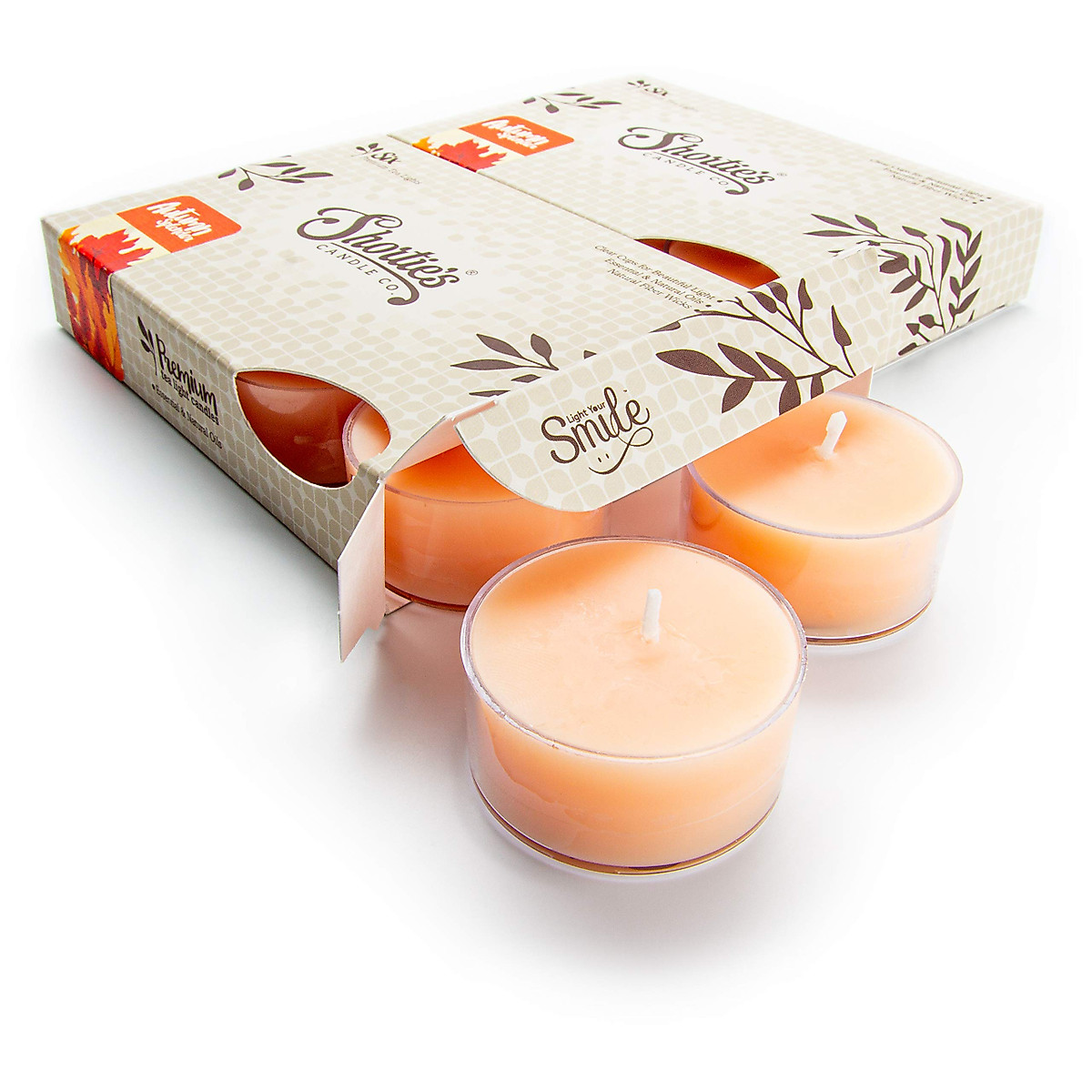 Autumn Splendor Premium Tealight Candles Multi Pack - Highly Scented with Essential Oils - 12 Orange Tea Lights - Beautiful Candlelight - Made in The USA - Christmas & Holiday Collection