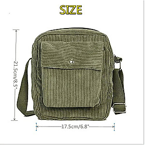 Corduroy Shoulder Tote Bag Women's Crossbody Shoulder Handbags Mini Canvas Handbag Ladies Casual Purse for Women Girl Outdoor Travel（Green）