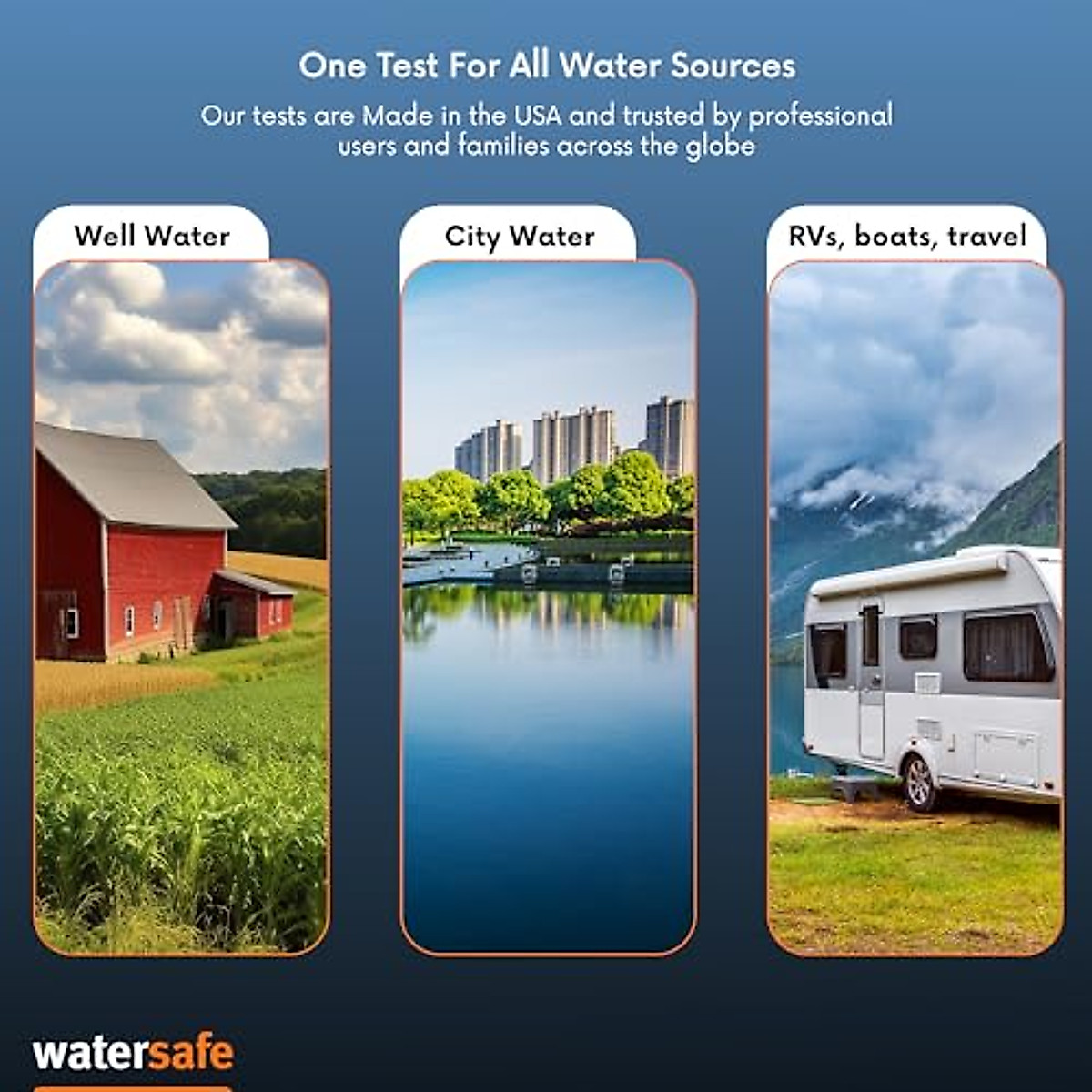 Watersafe The Original Water Testing Kit for Drinking Water, Well and Tap Water, Sensitive Lead in Water Test, Bacteria, Hardness, pH, Nitrates, Easy Instructions, Lab-Accurate Results, 1 Kit