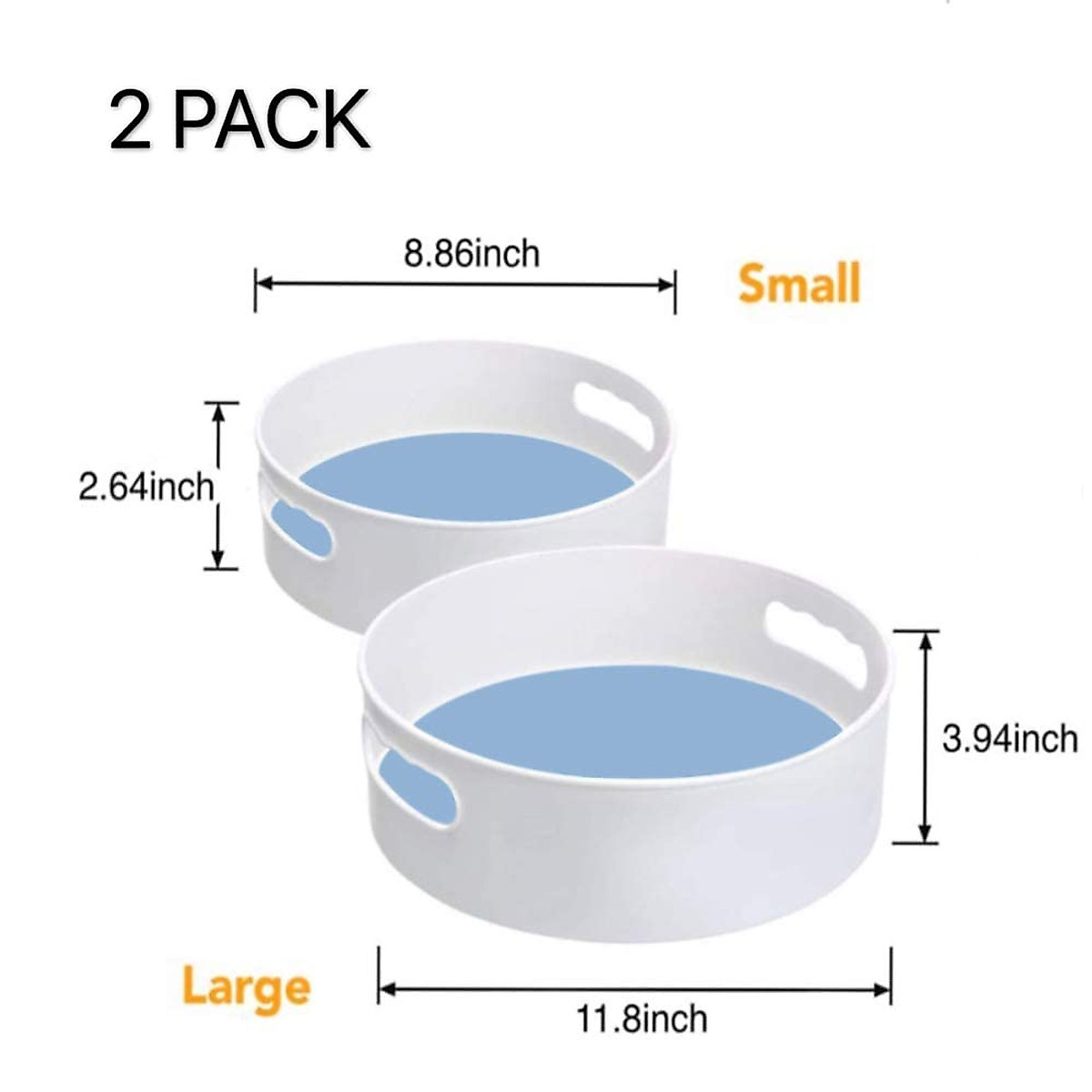 Wake INFIN Lazy Susan Cabinet Organizer Turntable 9 and 12 Inch 2 Pack Rotating Table Spice Rack Storage Kitchen Non-Skid Pad with Bin and Handles