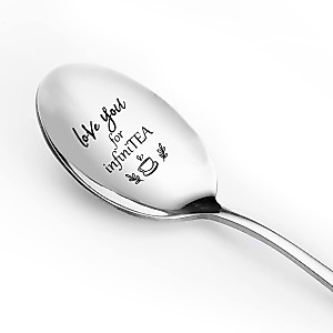 Love You for Infinitea Spoon Teaspoon Engraved Stainless Steel, Best Friend Besties Tea Lover Couple Gifts for Birthday Christmas Wedding Anniversary