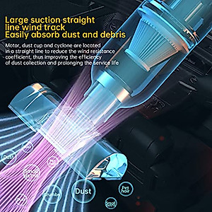 RUILIXIN Cordless Hand-held Vacuum Cleaner, Mini Rechargeable Manual Vacuum Cleaner, 8000pa Strong Suction, Wireless Portable Small Car Vacuum for Carpet Car- Black