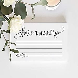 Bliss Collections Share a Memory Cards, Heart Script, Cards for Weddings, Showers, Birthdays, Celebration of Life, Funeral, Retirement, Going Away and Graduation Memories, 4"x6" (Pack of 50)