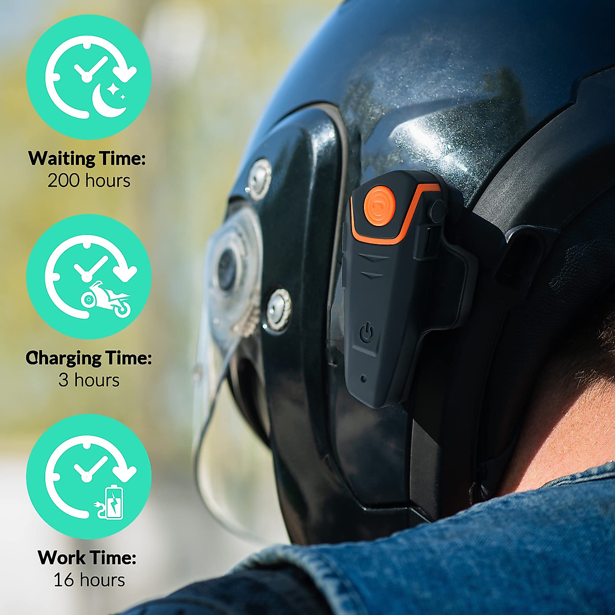 MAXTO Motorcycle Helmet Bluetooth Headset,BT-S2 2-Way 1000M Intercom 2 Riders Helmet Communication Systems kit,Wireless FM Radio (BT-S2 Hard Mic 1PACK)
