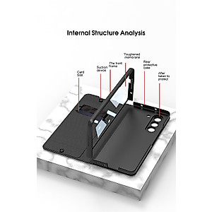 EKSED Leather Case for Samsung Galaxy Z Fold 5 Stand Case with Card Slot & Screen Protector,360° Full Body Hinge Protection Leather Cover Wallet Case for Galaxy Z Fold 5 5G Phone Case Brown