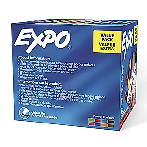 EXPO Low-Odor Dry Erase Markers, Chisel Tip, Assorted Colors, 36 Pack