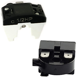 MEETOOT 1pcs QP-02-4.7 PTC Refrigerator Start Relay 3 Pin Coolers Compressor Starter 4.7 ohm with 1pcs Refrigerator Overload Protector 1/2HP