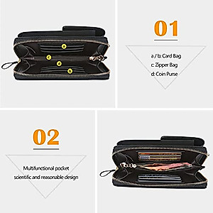 PU Leather Crossbody Bag for Women, Cell Phone Purse Wallet with Card Slots, Cell Phone Shoulder Bag with Shoulder Strap - Black