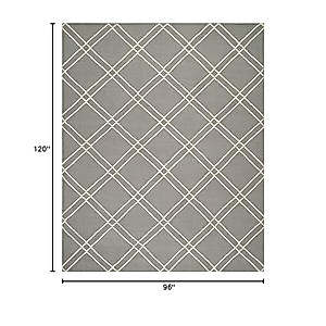 SAFAVIEH Dhurries Collection 8' x 10' Grey/Ivory DHU638B Handmade Flatweave Premium Wool Area Rug