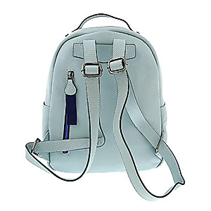 Pierre Cardin Light Blue Leather Classic Medium Double Zip Fashion Backpack for womens