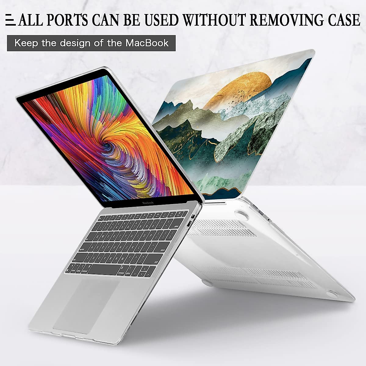 CISSOOK Mountain Case for MacBook Air 13 Case 2010-2017 Release Version A1466/A1369, Plastic Hard Shell Cover with Keyboard Cover Screen Protector for 2017 Air 13.3’’ Inch without Touch ID, Mountain
