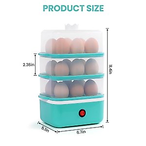 Triple Egg Cooker, 18 Egg Capacity Electric Egg Cooker with Auto Shut-Off Function makes hard, medium or soft boiled eggs quickly and meets your many needs for eggs and food.
