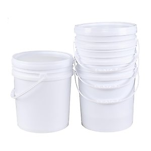 Hespama 4 Pack 6.5 Gallon Airtight Storage Bucket with Handle, Food Grade Sealable Lid Bucket, White