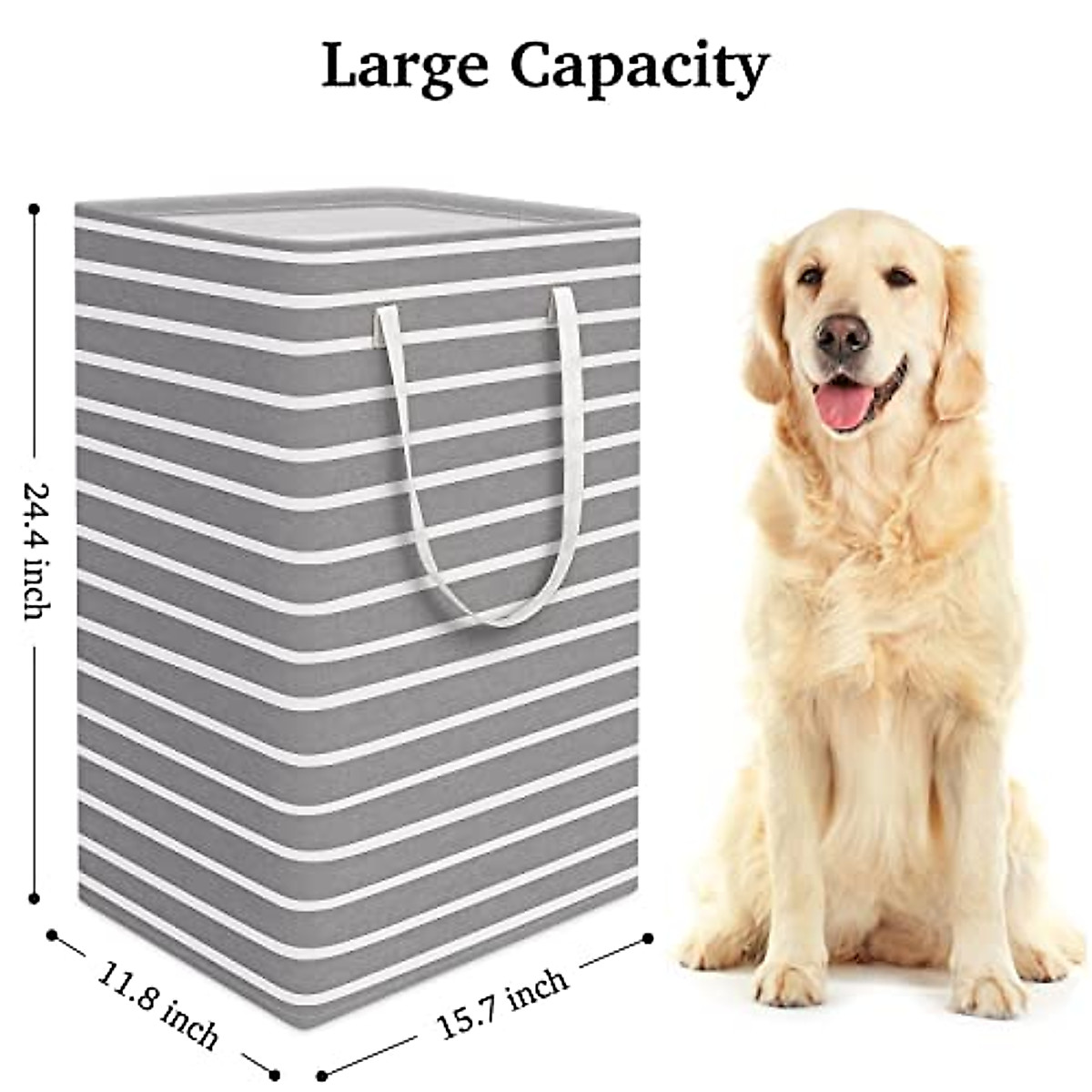 StorMiracle 2 Pack Laundry Basket, 75L Freestanding Laundry Hamper, Foldable & Waterproof Clothes Hamper Laundry Bin with Reinforced Handles for Laundry Room, Bedroom, Living Room, Grey