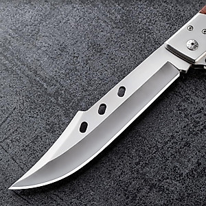 UDANJOVI 12.7 In Tactical Long Blade Folding Knife With Rosewood Handle And Sheath, Cool Outdoor Pocket Survival EDC Tool, Sharp Big Blade Fishing Camping Hunting Knives Gifts Ideas For Men Women