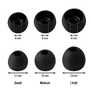 Geiomoo Silicone Earbuds Ear Tips Compatible with Skullcandy Push Active, Eartips Earpads (S/M/L, Black)