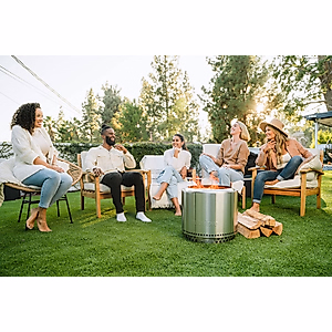 Solo Stove Bonfire 2.0 with Stand, Smokeless Fire Pit | Wood Burning Fireplaces w/Removable Ash Pan, Portable Outdoor Firepit - for Camping, Stainless Steel, H: 16.75 in x Dia: 19.5 in, 21.75 lbs