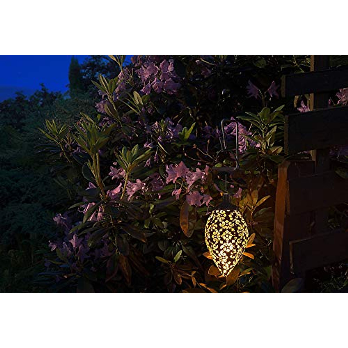 AceGizmo [2 Pack] Hanging Solar Lantern. Metal Lamp is Waterproof for Outdoor Hanging Decor. LED Solar Light