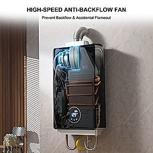 Tankless Water Heater, Camplux Constant Propane Water Heater, 3.18 GPM On Demand Water Heater, Instant Hot Water Heater, Indoor, Black