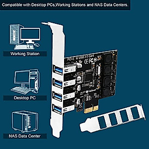 FebSmart PCIE 4-Ports Superspeed 5Gbps USB 3.0 Expansion Card for Windows 11, 10, 8.x, 7, Vista, XP Desktop PCs, Built in FebSmart Self-Powered Technology, No Need Additional Power Supply (FS-U4L-Pro)