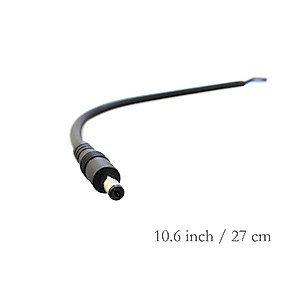 18 AWG DC Power Pigtail Cable, 2.1mm x 5.5mm Barrel Plug Wire Male Connectors for CCTV Security Camera and Led Lighting Power Adapter by SIM&NAT, Pack of 10