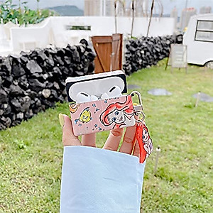 Pink Case with Charm Hook Keychain for Apple AirPods Pro 2019 Generation Ariel The Little Mermaid Fish Flounder Pink Disney Disneyland Cartoon Anime Cute Lovely Adorable Kids Girls Women