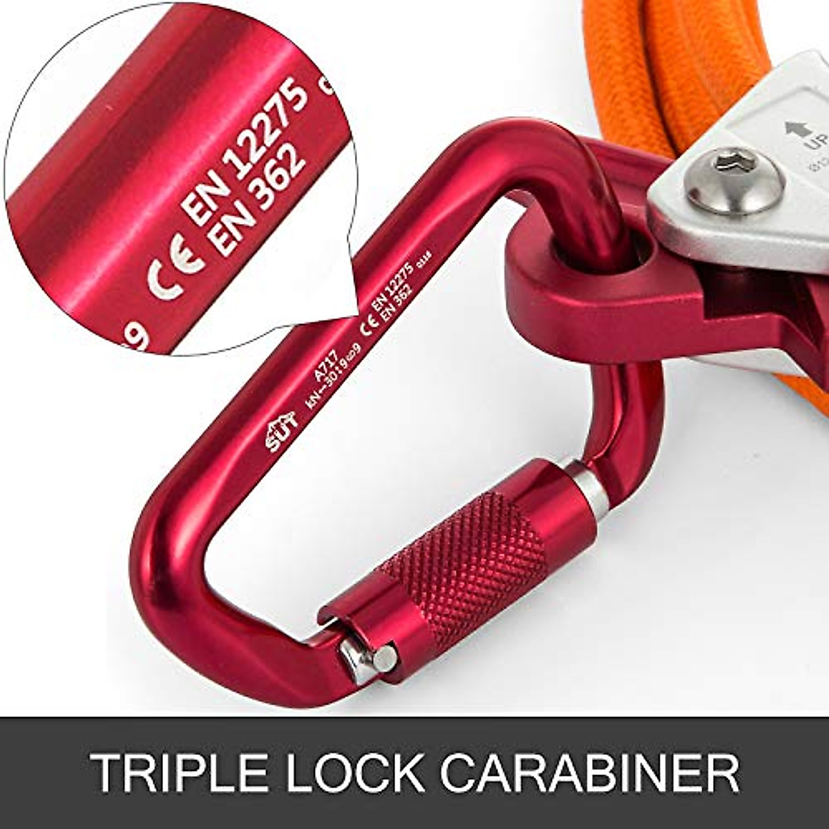 Happybuy Steel Wire Core Flip Line Kit 1/2" X 8' Wire Core Flipline with Triple Lock Carabiner and Steel Swivel Snap Wire Core Flipline System for Arborists Climbers Tree Climbers
