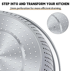 Gulex Colander 304 Stainless Steel 3-quart with Mixing Bowls, Strainer for Kitchen Food For washing vegetables, fruit, rice, Dishwasher Safe. (2PC)