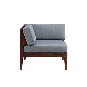 Linon Morningside Wood Indoor/Outdoor Corner Chair in Walnut