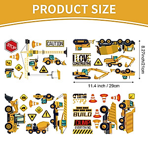 Gersoniel Glow in The Dark Truck Stickers Construction Wall Decals Cartoon Wall Stickers Truck Car Excavator Decorative Wall Stickers Glowing Construction Wall Stickers for Bedroom Nursery