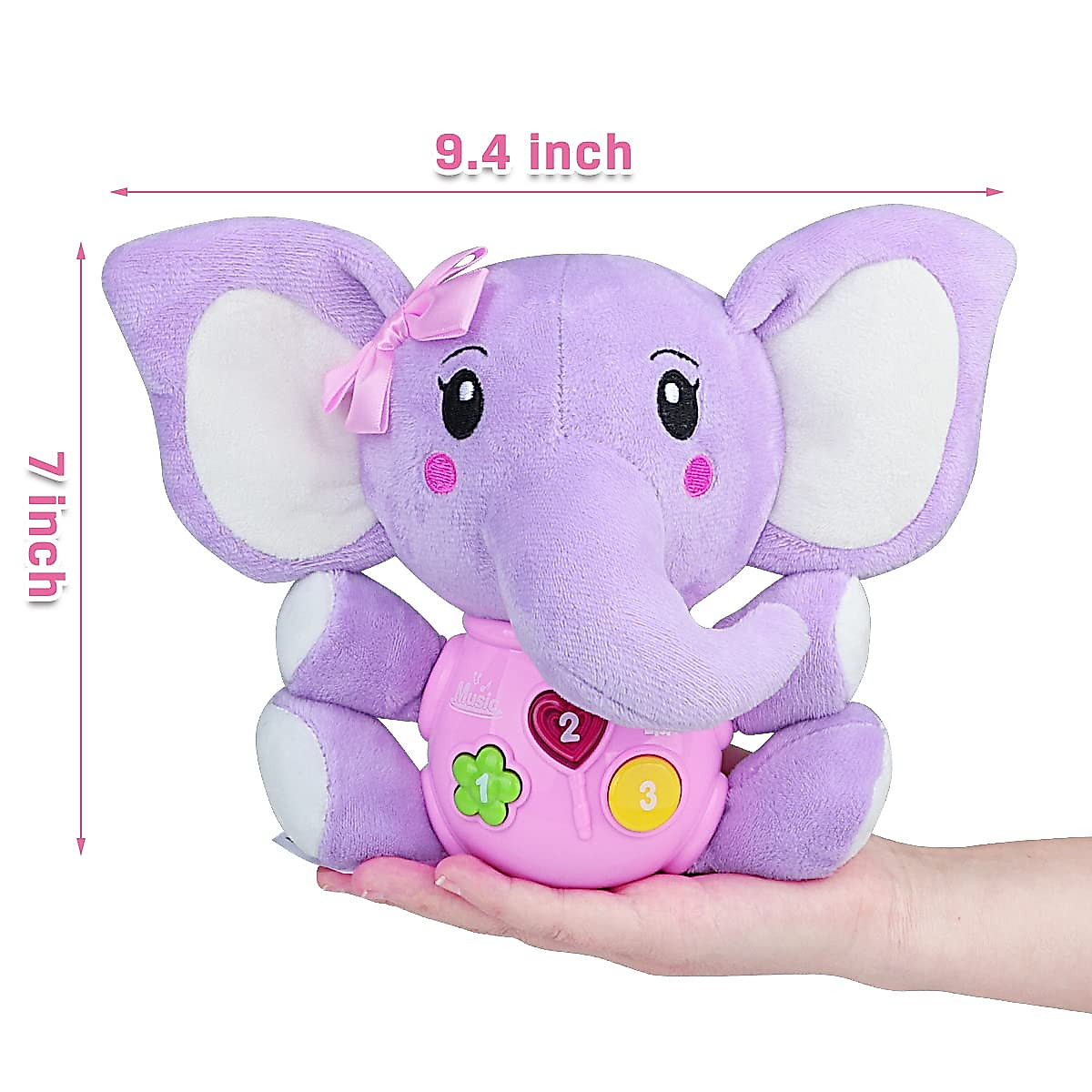 Aiduy Baby Toys 6 to 12 Months - 6 Months Old Plush Elephant Baby Toy Musical Infant Toys - Babies Light Up Toys for 1 Year Old Boy & Girl Newborn Baby Gift 0 3 6 9 12 Months