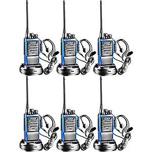 Arcshell Rechargeable Long Range Two-Way Radios with Earpiece 6 Pack Walkie Talkies Li-ion Battery and Charger Included