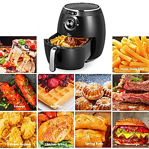 Air Fryer 5.8QT/5.5L, Uten 1700W AirFryer High-Power Electric Hot Temperature Control & Timer Knob, Non Stick Fry Basket, Dishwasher Safe, Apply to Party, Afternoon Tea, Black