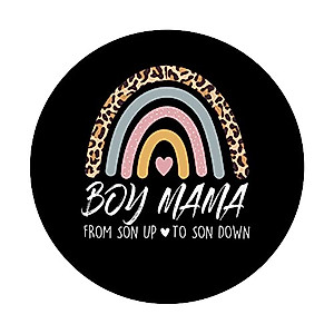 Boy Mama From Son Upto Son Down Leopard Rainbow Mother's Day PopSockets Swappable PopGrip